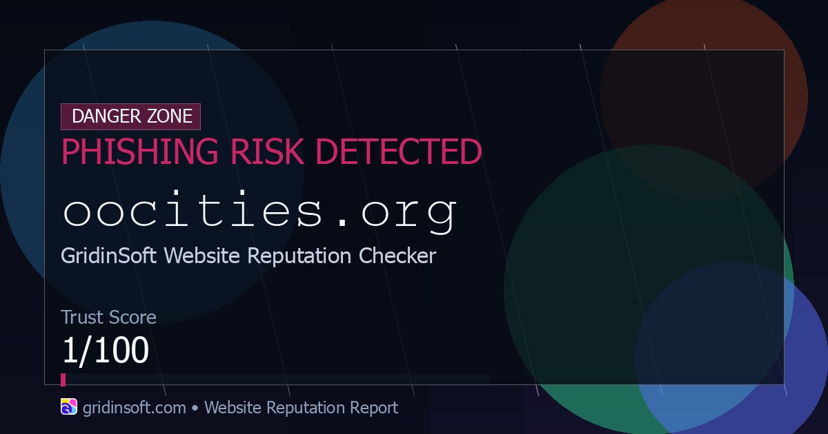 Oocities.org 警告：不要输入密码 (信任评分 1/100)